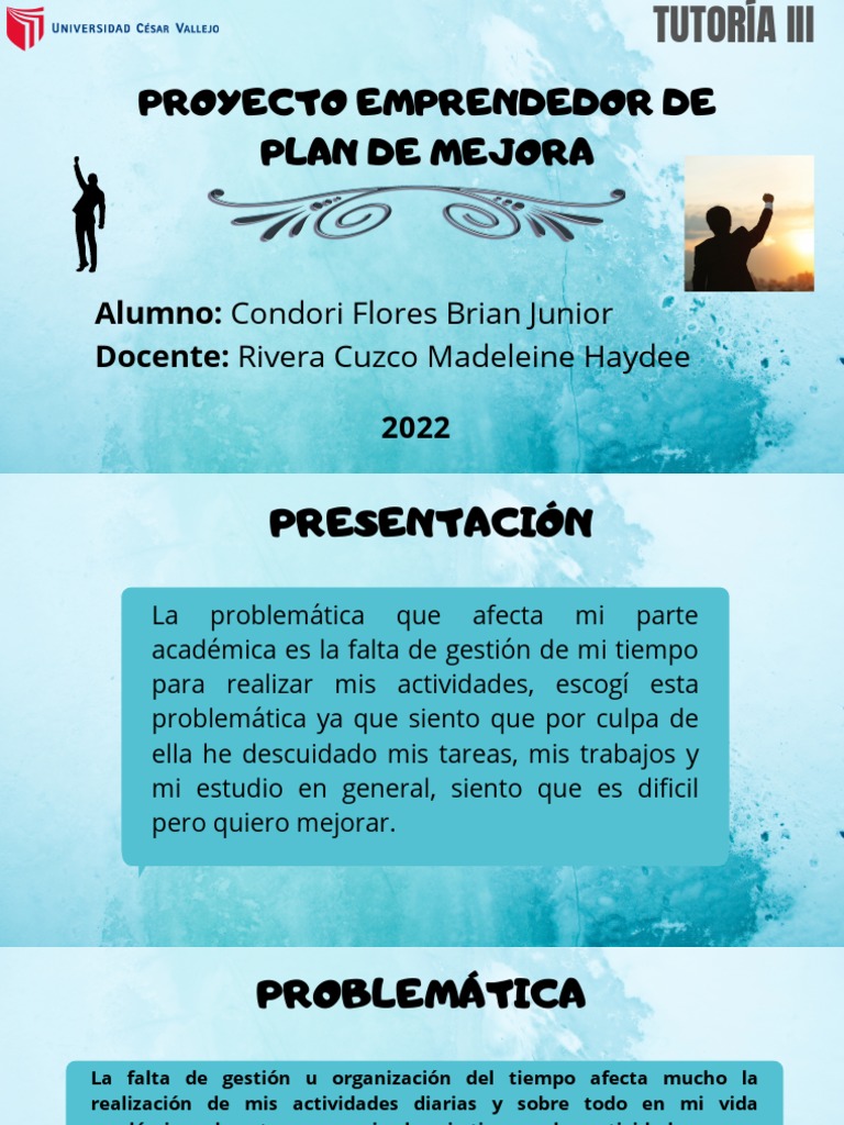 Proyecto Emprendedor de Plan de Mejora | PDF | Gestión del tiempo ...