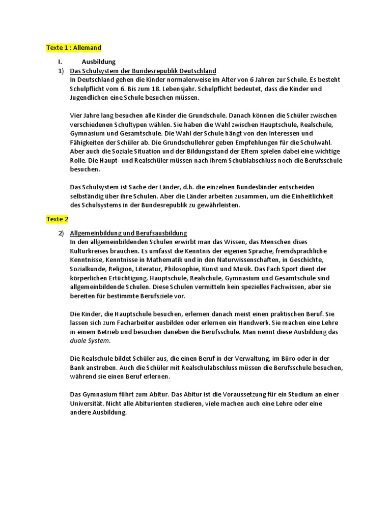 Textes Allemand | PDF