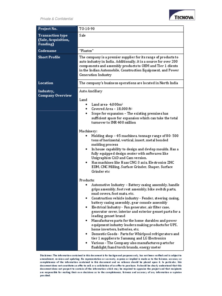 Project Plastco | Download Free PDF | Industries | Manufacturing And ...