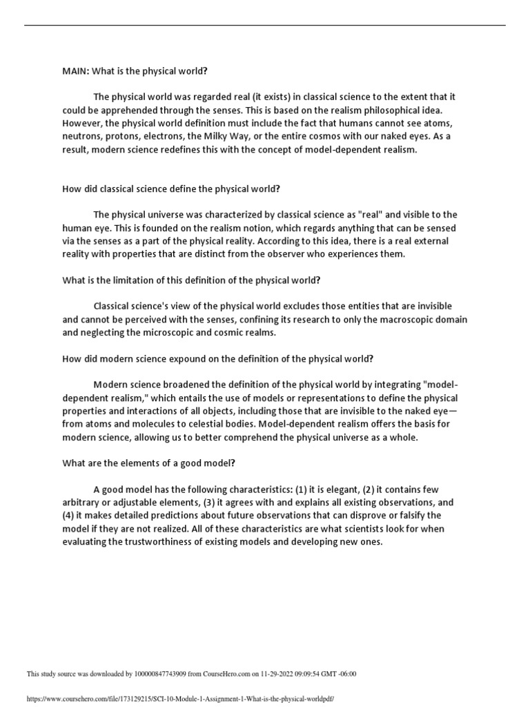 Understanding the Physical World in Science | PDF | Universe | Science