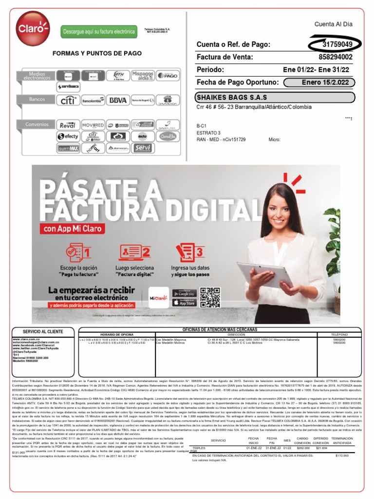 Factura Claro | PDF | Factura | Industrias de servicio