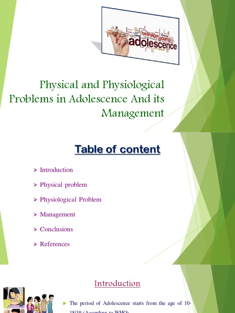 Physical and Physiological Problems in Adolescence and Its-1 | PDF ...