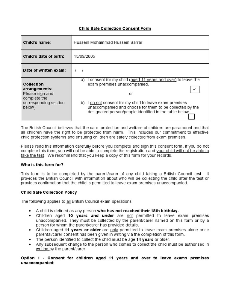 Child Safe Collection Consent Form-5 | PDF | Identity Document | Government
