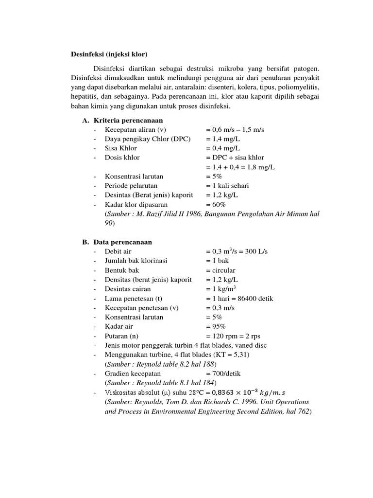Perencanaan Unit Desinfeksi Air | PDF | Metode & Bahan Ajar | Sains ...