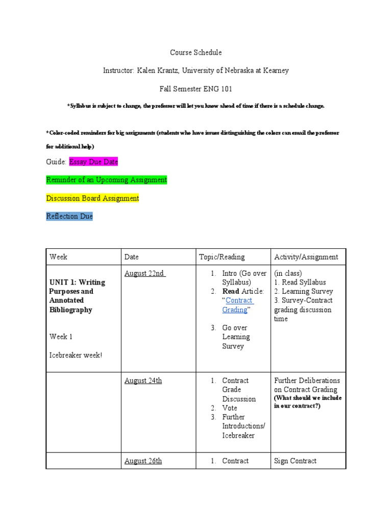 Eng 101 Tentative Schedule 3 | PDF | Essays | Rhetoric