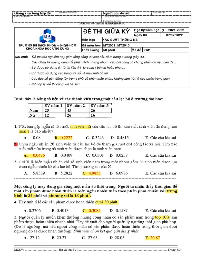 Đề GK HK213 | PDF