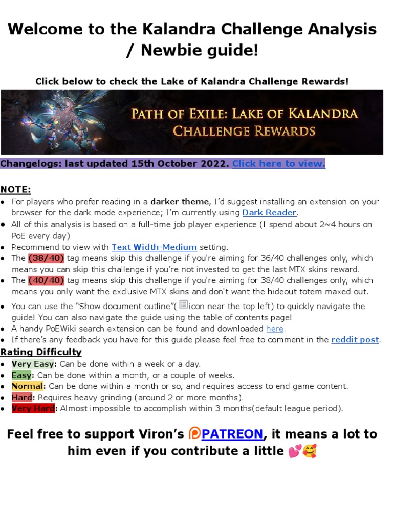 Lake of Kalandra League Challenge Analysis - Newbie Guide | PDF