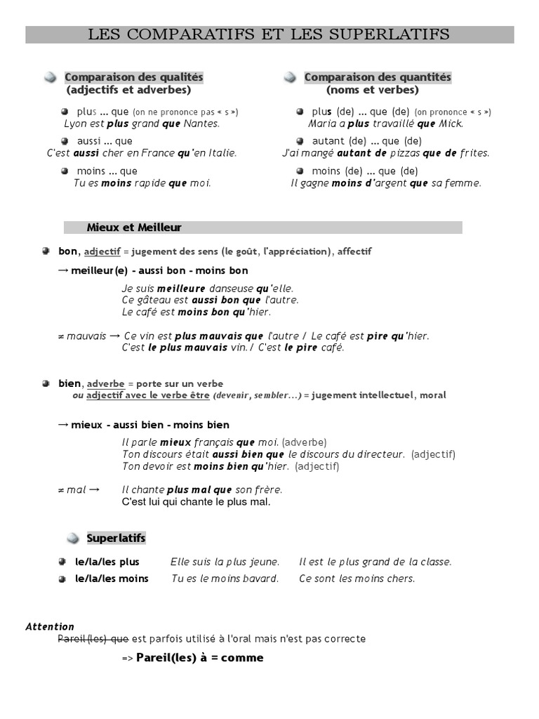 Le Comparatif Et Superlatif | PDF | Adverbe | Nourriture et boisson