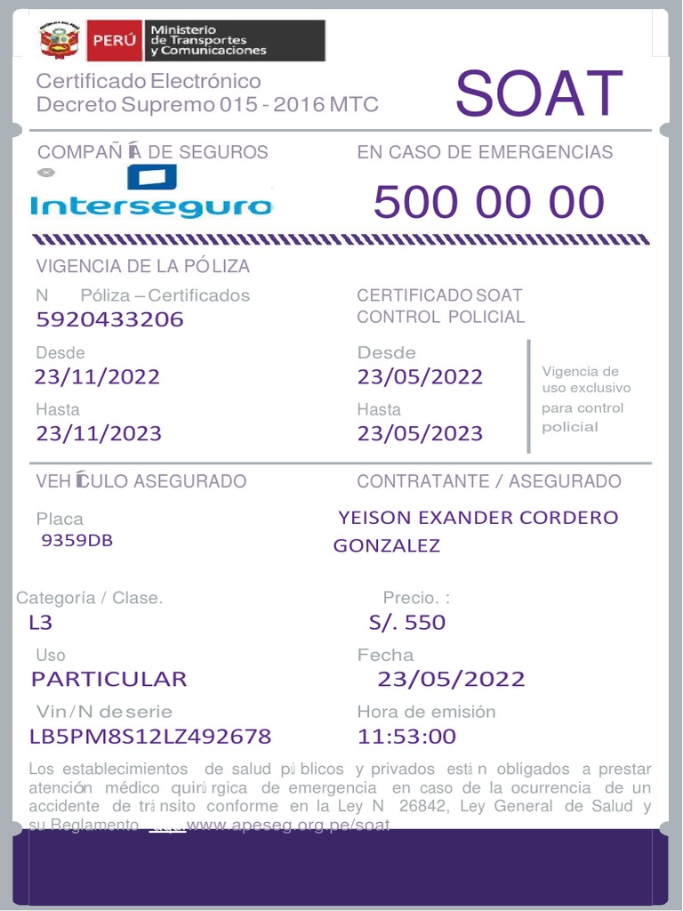 Interseguro Soat | PDF