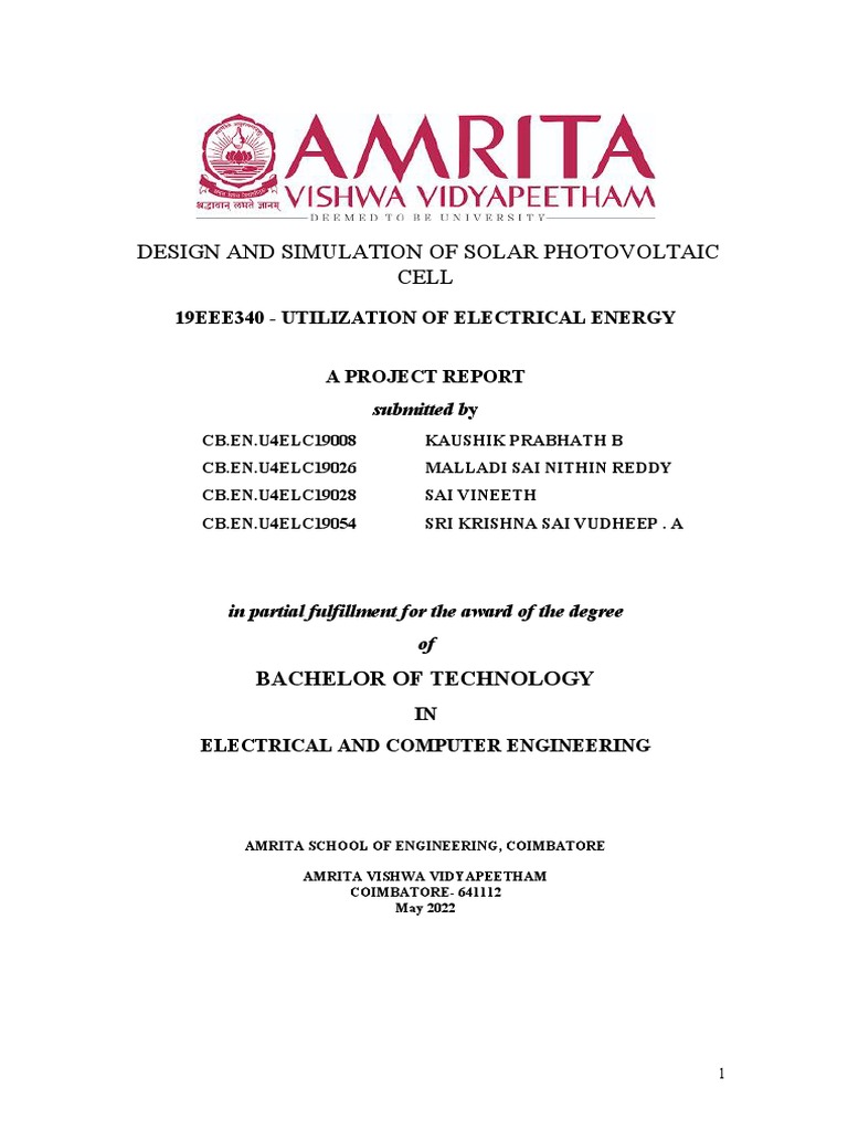 Design and Simulation of Solar Photovoltaic Cell | PDF | Photovoltaics ...