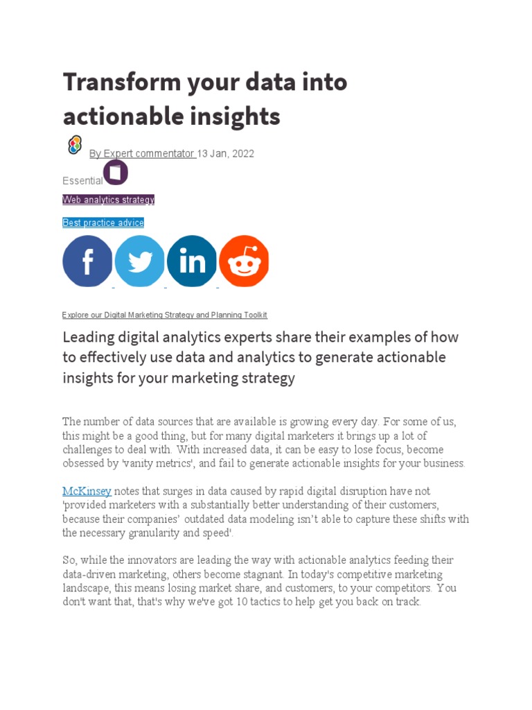 Transform Your Data Into Actionable Insights | PDF | Analytics | Digital Marketing