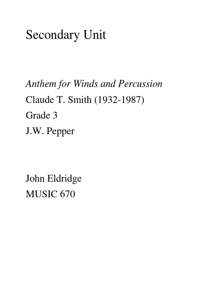 Example Secondary Band Unit | PDF | Rhythm | Tempo