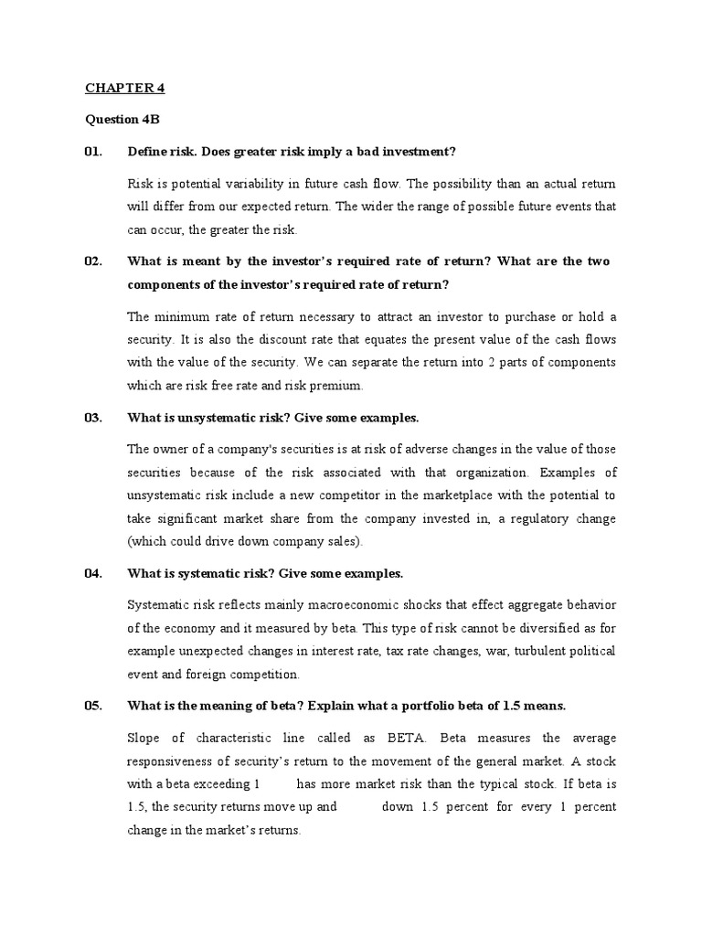 Chapter 4b | PDF | Capital Asset Pricing Model | Beta (Finance)