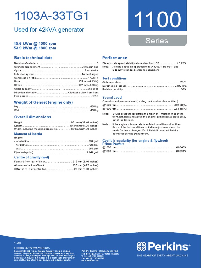Catalogue Perkins 1103A 33TG1 | PDF | Motor Oil | Engines