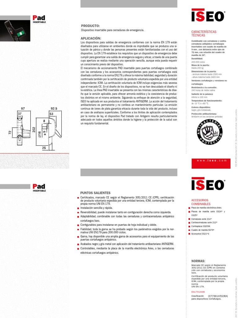 Dispositivo Antipánico Iseo | PDF