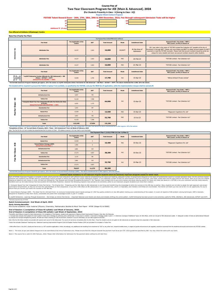 FIITJEE1 | PDF | Fee | Test (Assessment)