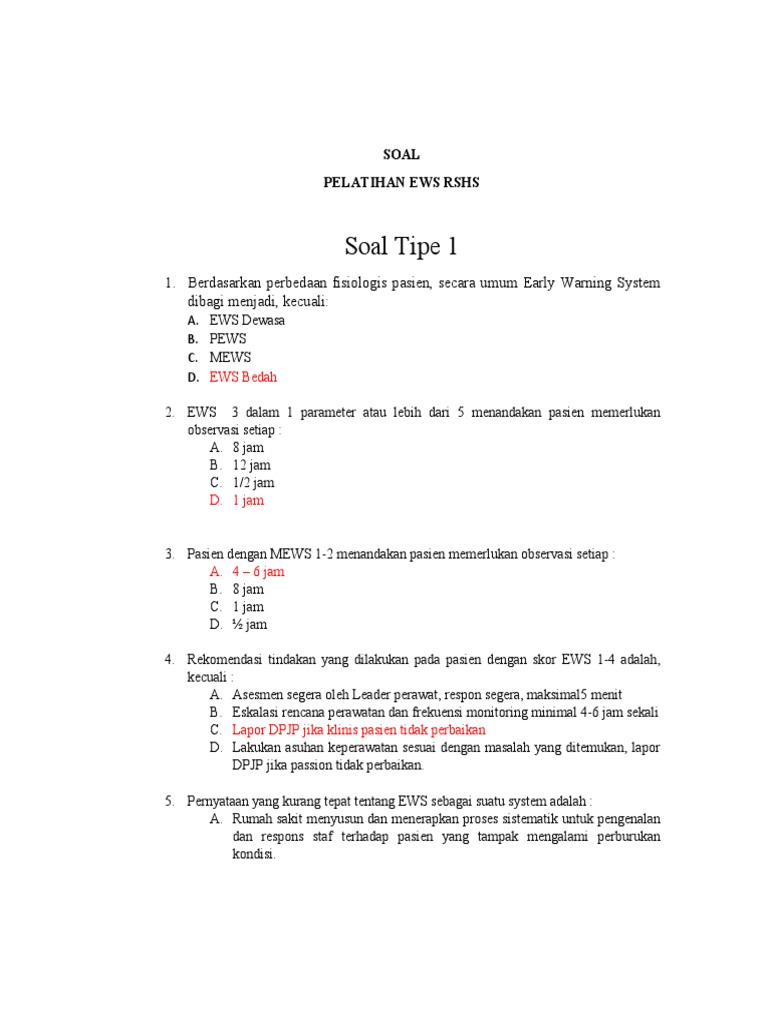 Tipe Soal Pelatihan Ews | PDF