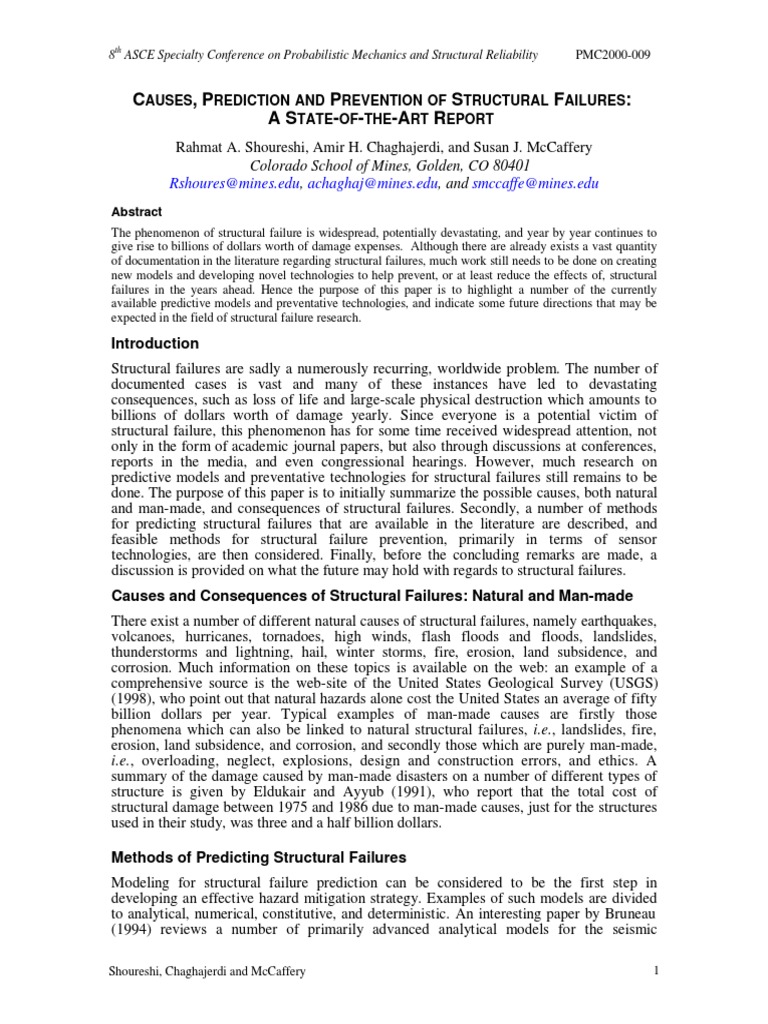 Causes, Prediction and Prevention of Structural Failures: A Review of ...