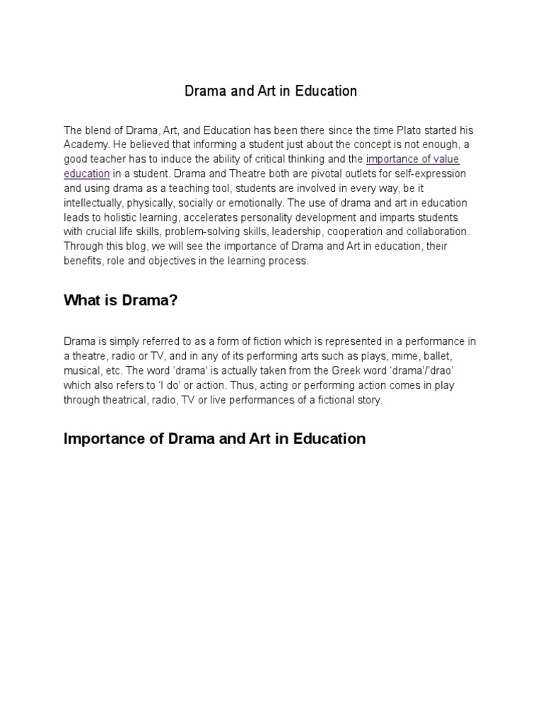 Importance of Drama and Art in Education | PDF | Critical Thinking ...