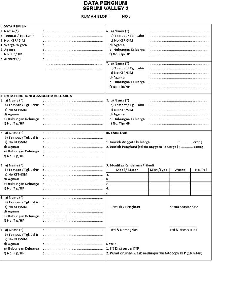 Data Penghuni Seruni Valley 2 | PDF | Olahraga & Rekreasi