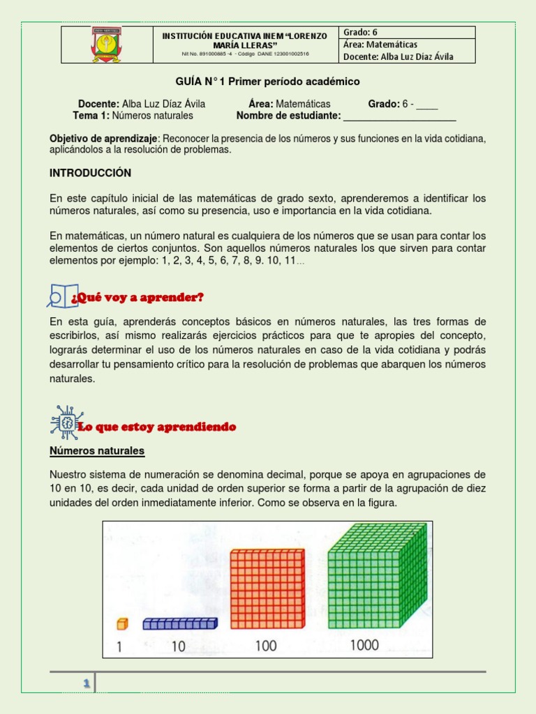 Tema 1 Números Naturales Pdf