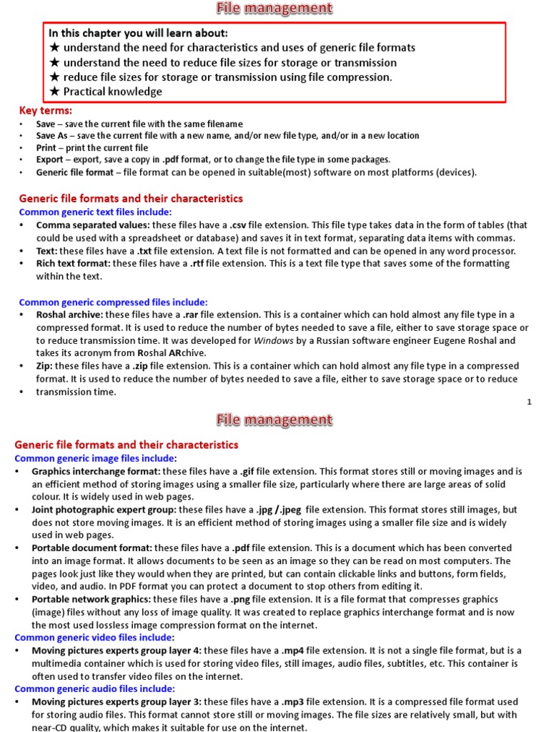 Unit 11 - File Management | PDF | File Format | Computer File Unit 11 - File Management | PDF | File Format | Computer File
