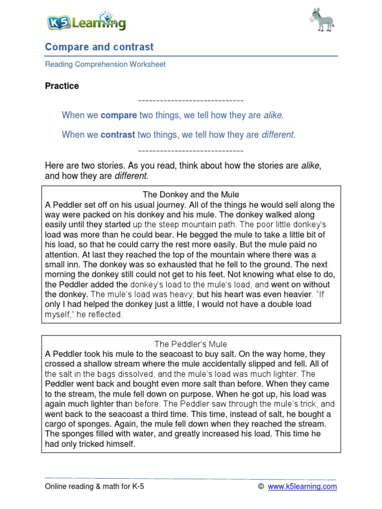 Grade 4 Compare Contrast A | PDF
