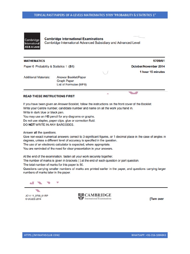 CENTRAL TENDENCY Topical Past Papers | Download Free PDF | Standard ...