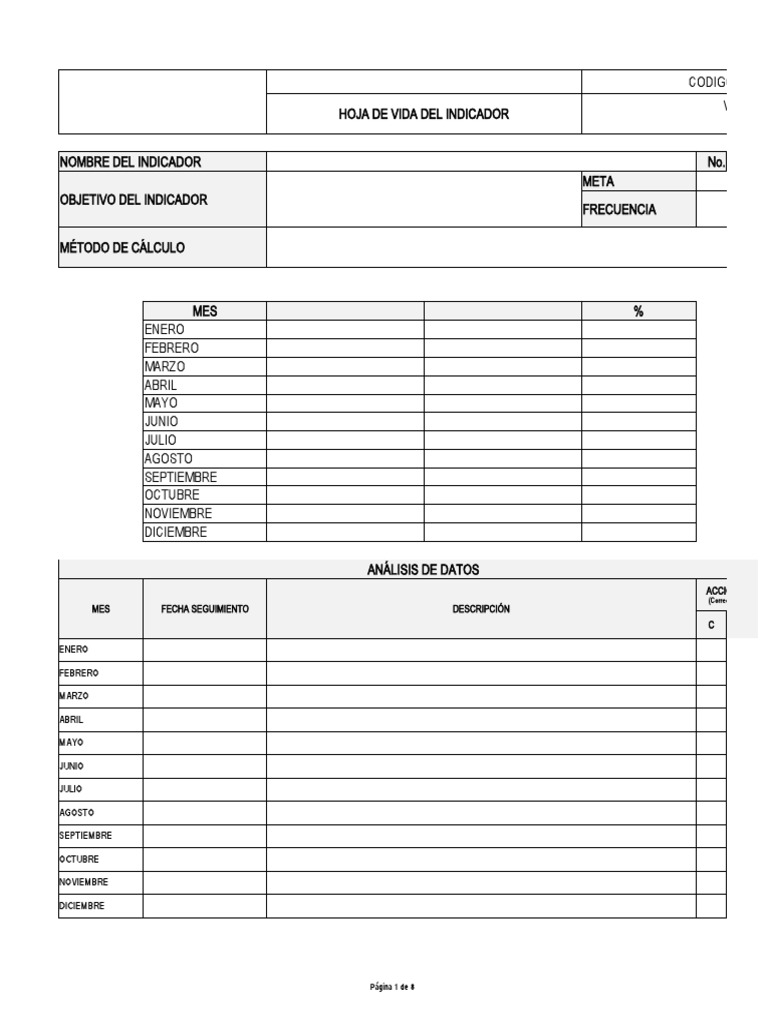 Formato Modelo Hoja de Vida Indicadores | PDF | Informática | Business