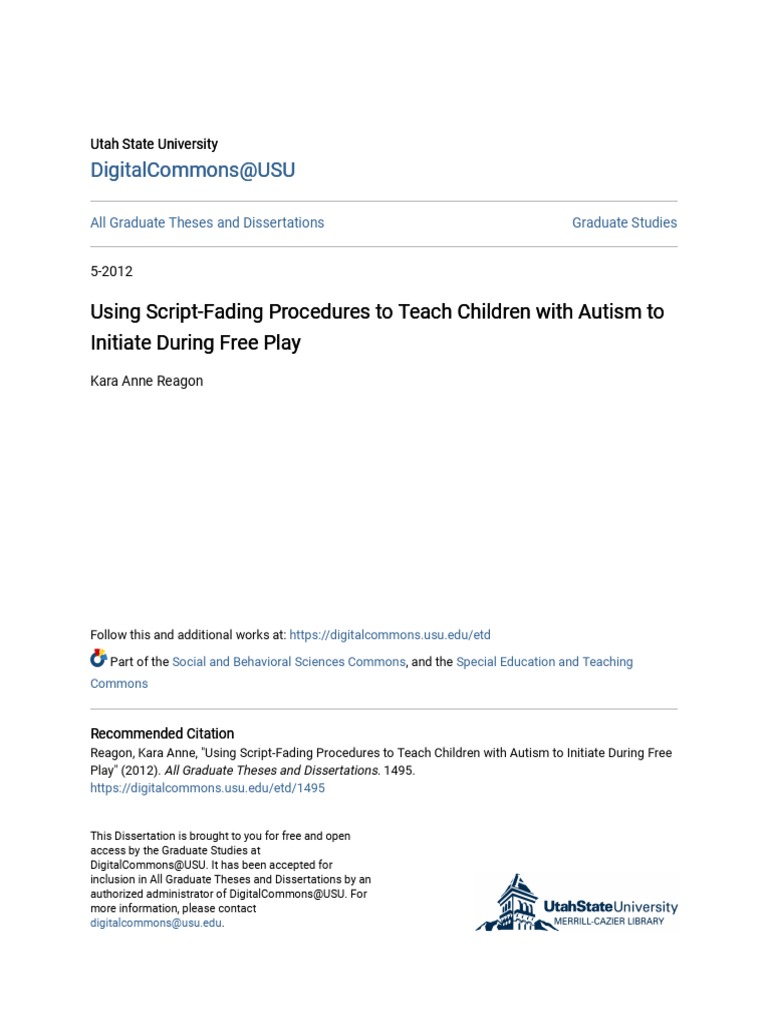Using Script-Fading Procedures To Teach Children With Autism To I | PDF ...