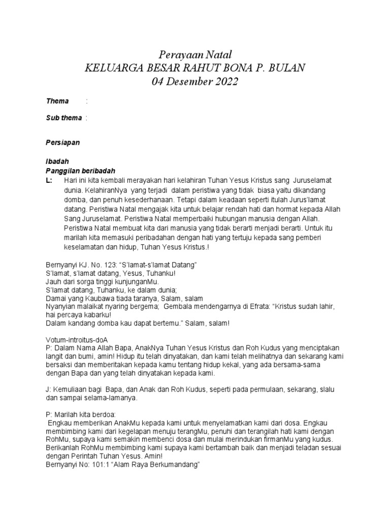Tertib Acara Perayaan Natal STM | PDF | Agama & Spiritualitas