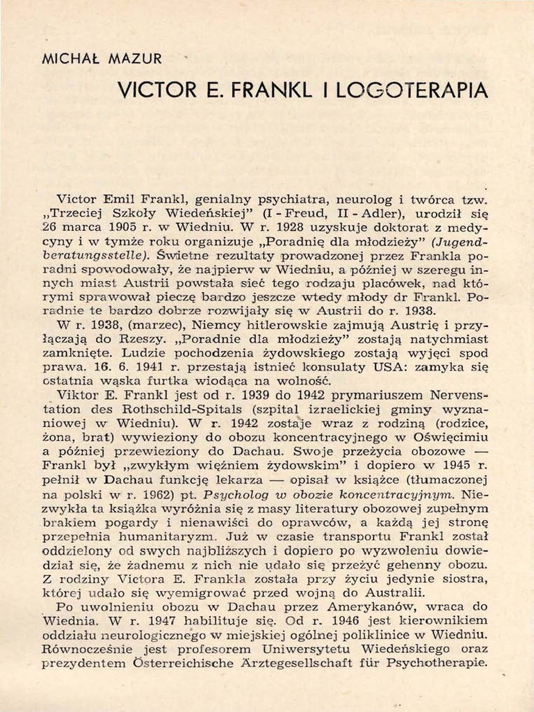 Maurin - Victor E. Frankl I Logoterapia (1967) | PDF