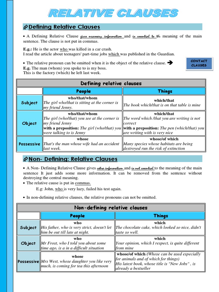 Defining Relative Clauses Explained | PDF | Linguistics | Syntax