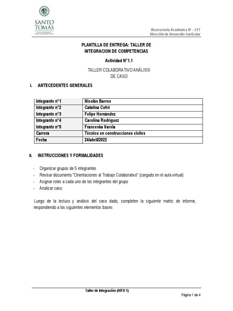 1.1 Plantilla Entrega Informe Colaborativo | PDF | Diseño | Autodesk Revit