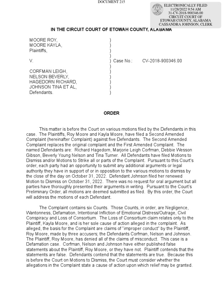 Nov. 28, 2022 Order | Download Free PDF | Defamation | Lawsuit