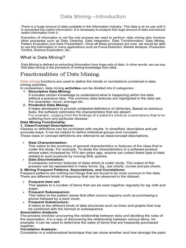Data Mining Notes1 | PDF | Statistical Classification | Data Mining