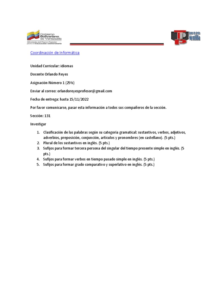 Idiomas 131-132-133-136 Eval 1 | PDF