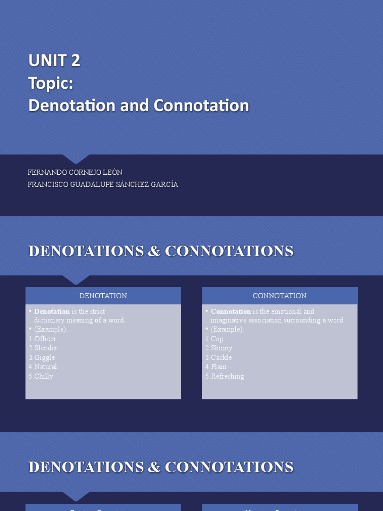 Unit 2 Denotations and Connotations | PDF | Language Arts & Discipline ...
