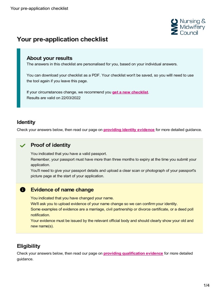 Your Pre-Application Checklist | PDF | Health Care | Health Sciences