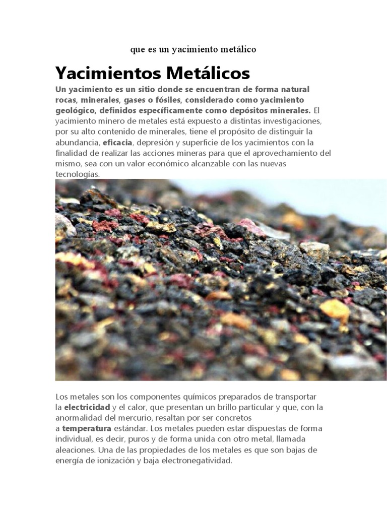 Que Es Un Yacimiento Metálico | PDF | Rieles | Cobre
