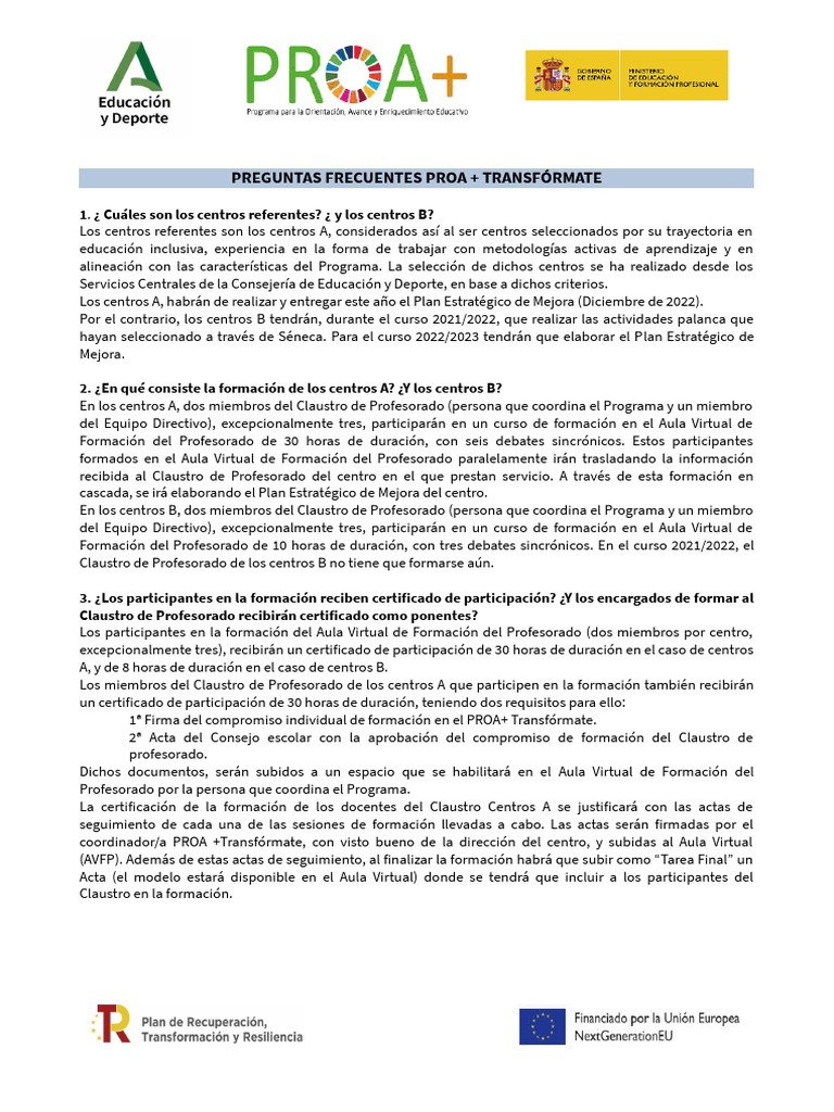 Preguntas Frecuentes PROA+ | PDF | Business