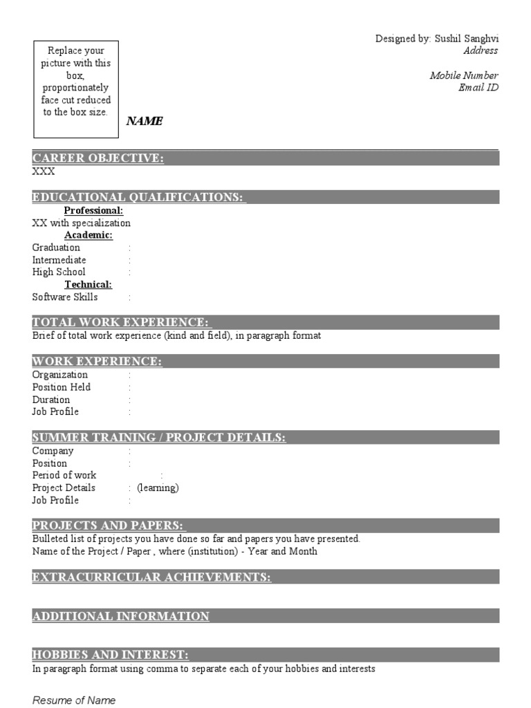 Resume Format | PDF