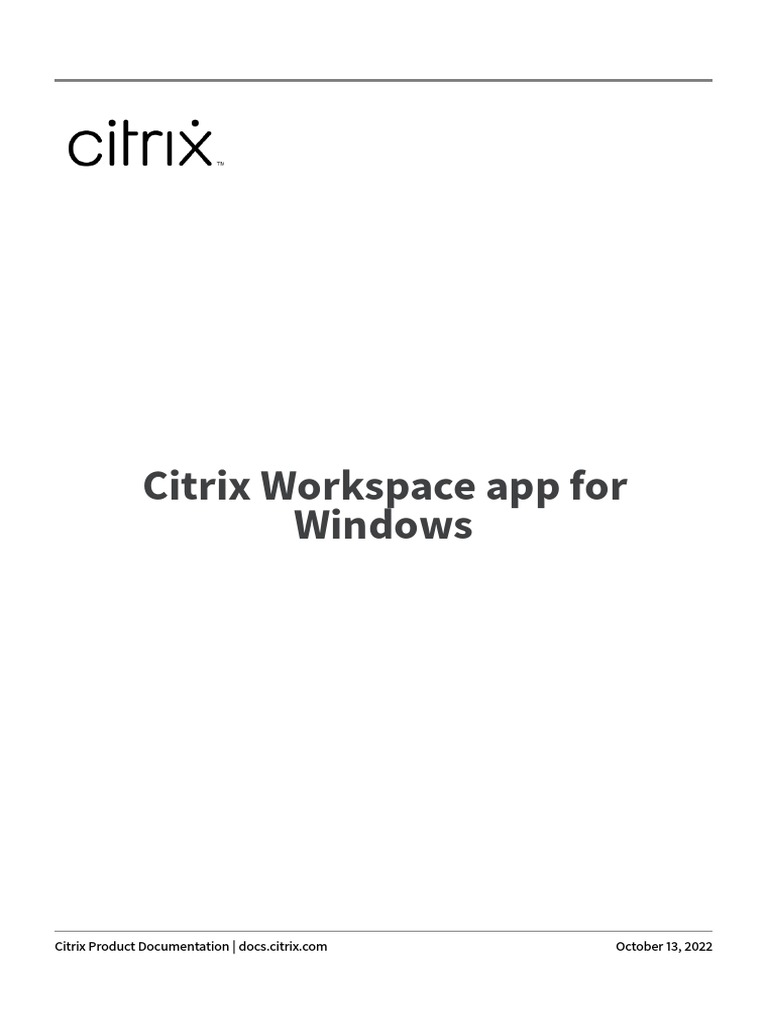 Citrix Workspace App For Windows | PDF | Citrix Systems | Windows Registry