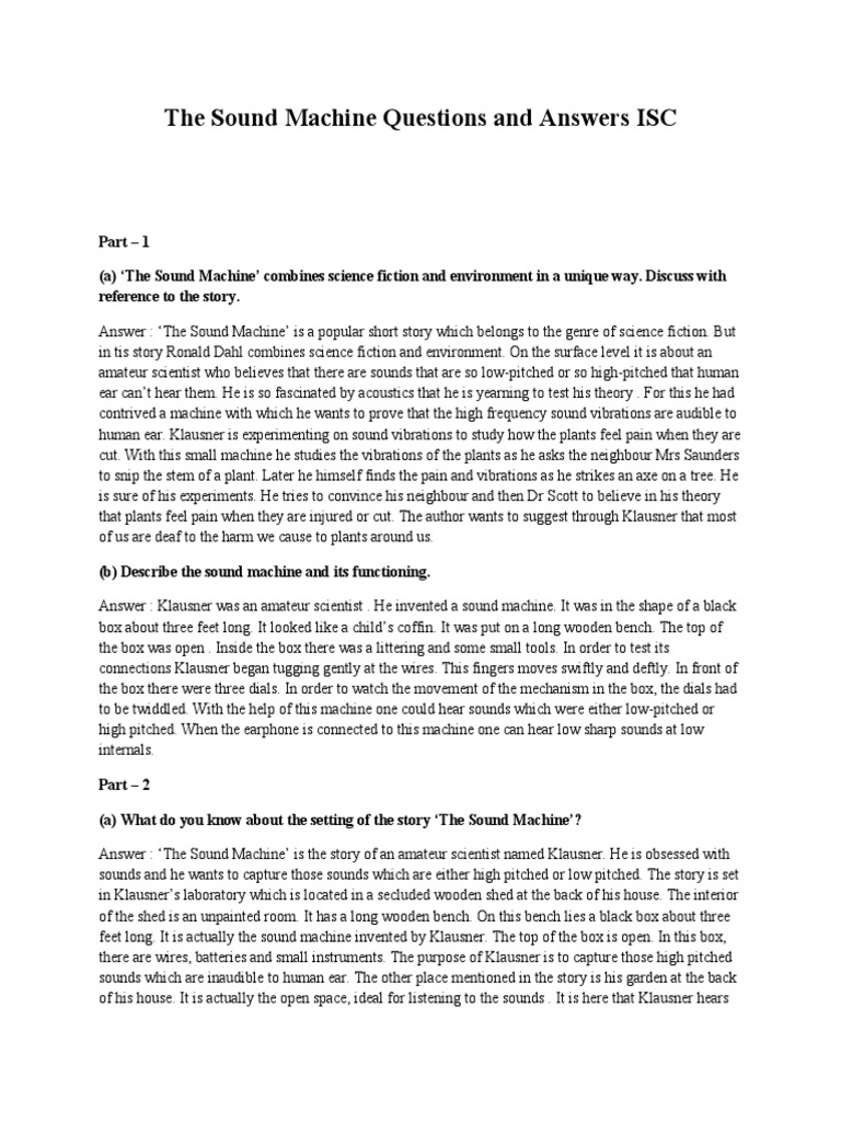 The Sound Machine Questions and Answers ISC | PDF | Sound | Pitch (Music)