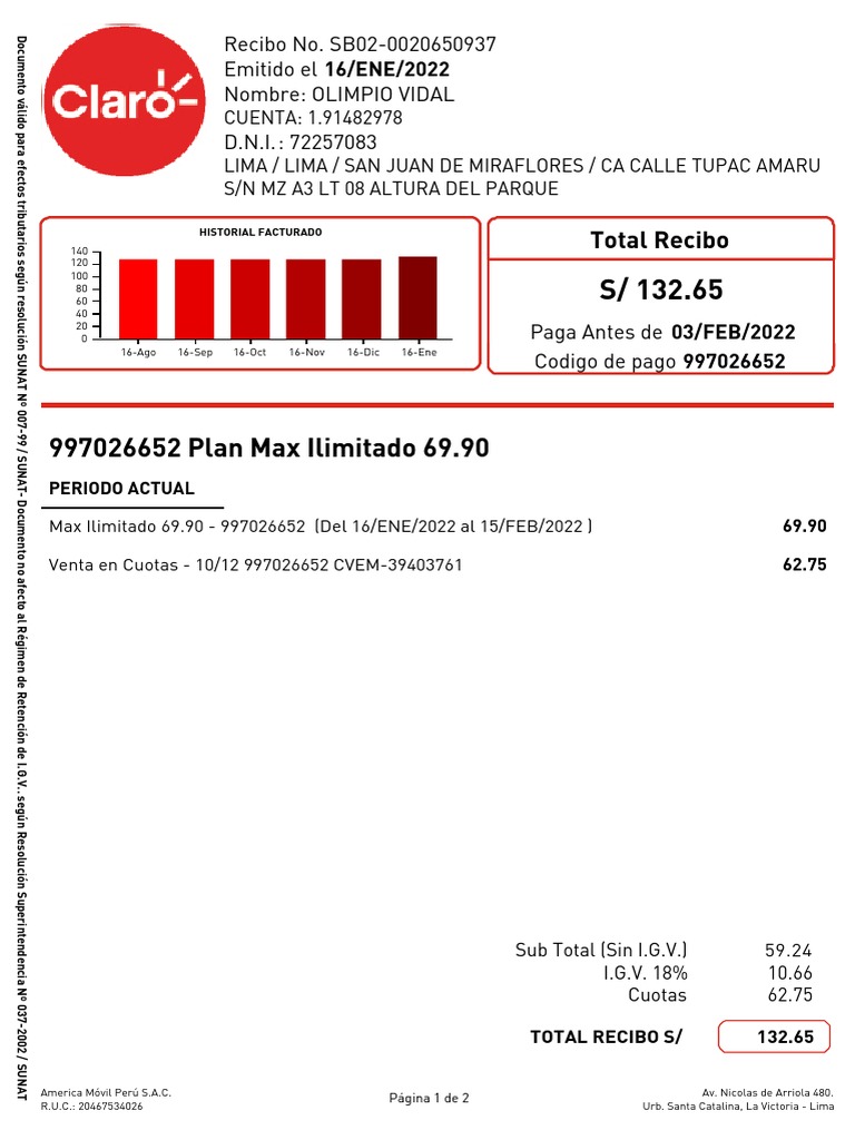 Recibo Por Servicio Telefonia Movil - OME | PDF | Electrónica ...