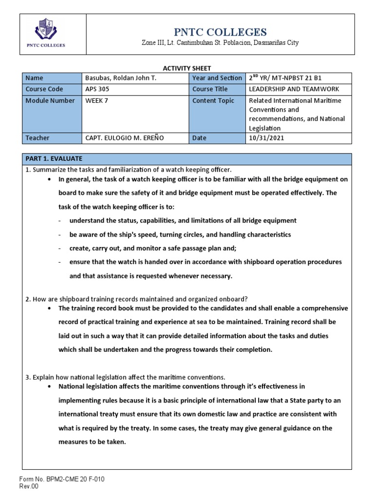 APS 305 Activity Sheet WK7 | PDF | Business | Science & Mathematics