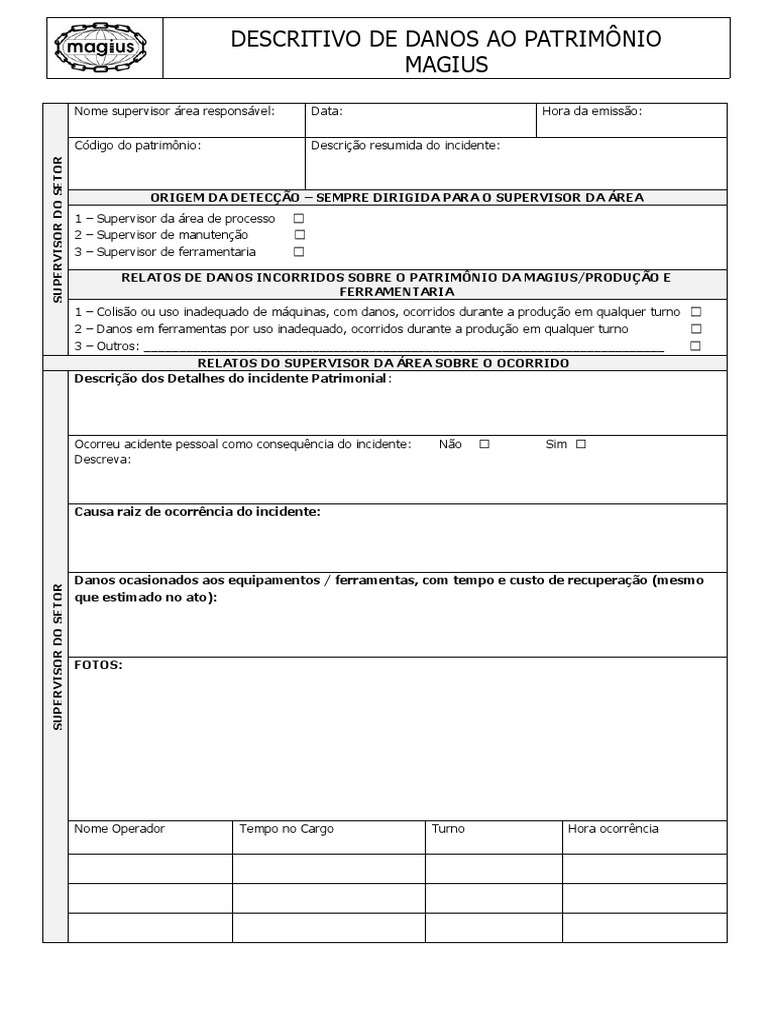 Descritivo de Danos Ao Patrimonio Magius Ed 01 3 | PDF | Tempo | Business