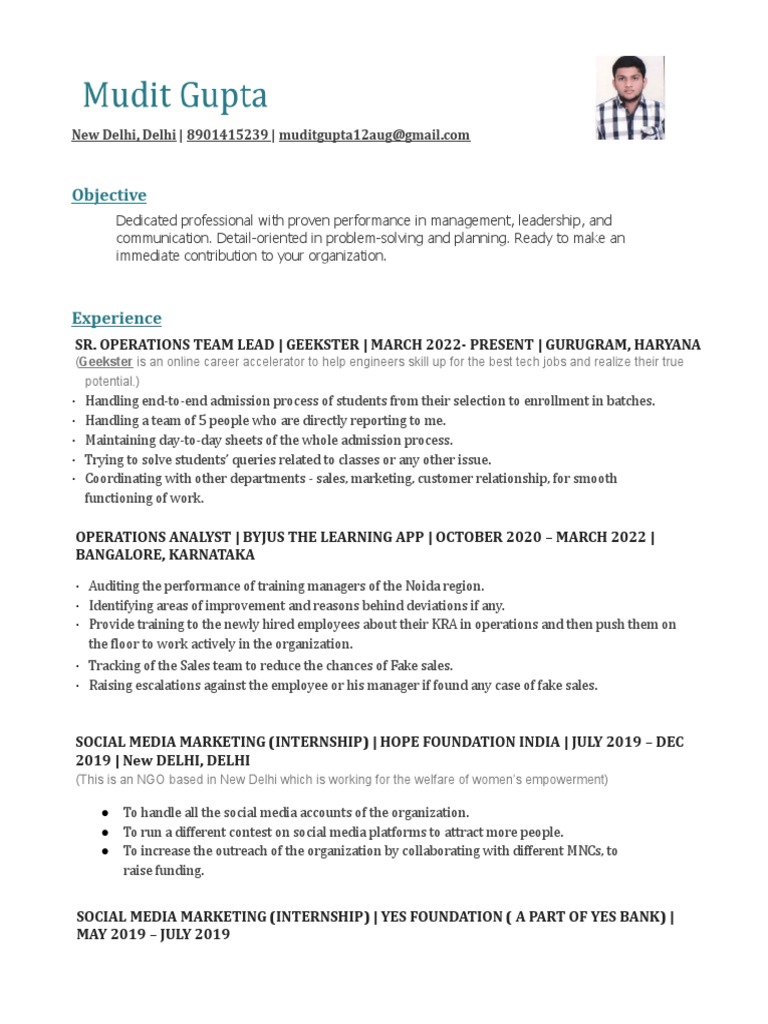 Mudit Gupta's Resume | PDF