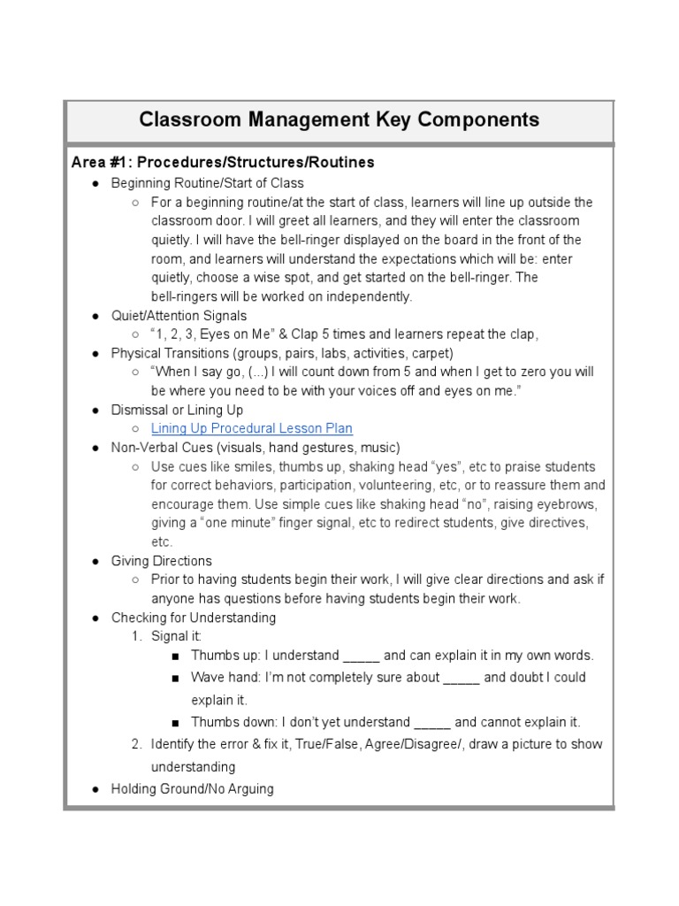 Classroom Management Key Components - Morgan Legrand | PDF | Learning ...