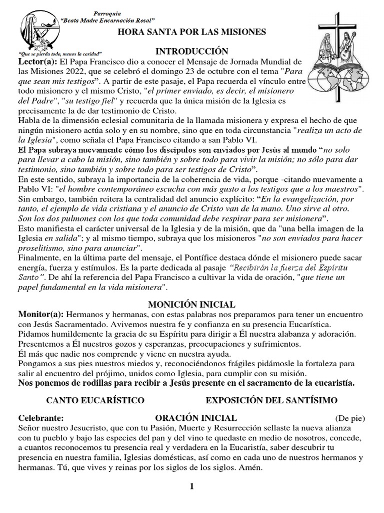 Hora Santa Por Las Misiones 27 Octubre 2022 | PDF